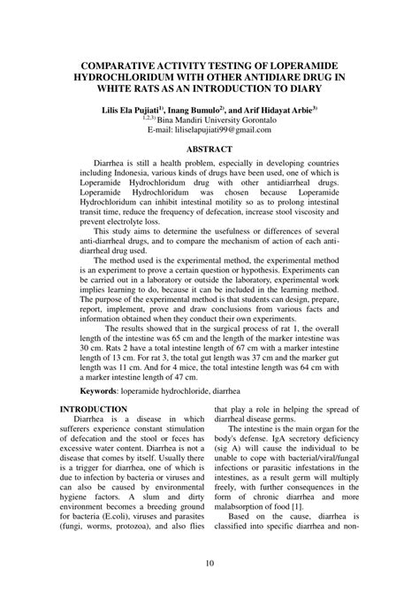 Pdf Comparative Activity Testing Of Loperamide Hydrochloridum With Other Antidiare Drug In