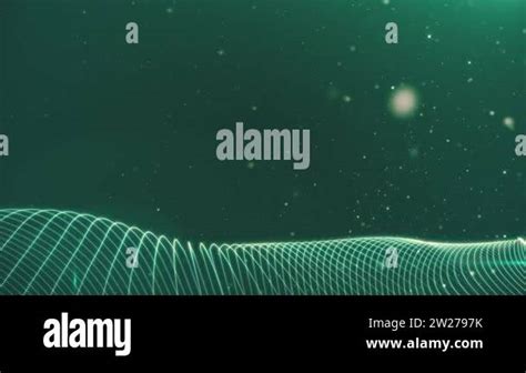 curved lines on a green background with flickering particles 3d loop