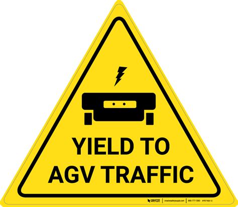 Yield To Agv Traffic With Icon Floor Sign Yellow