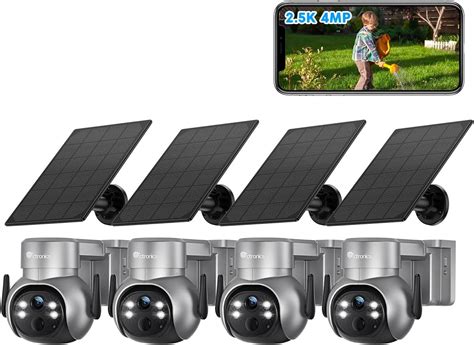 Amazon.com : Ctronics 2.5K 4MP Solar Security Camera Wireless Outdoor 4 ...