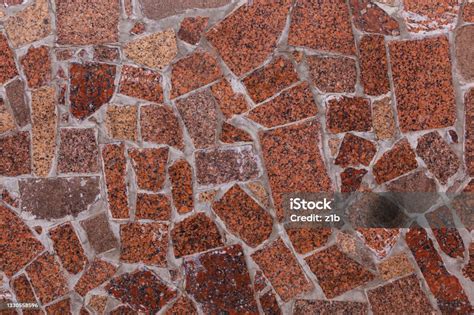 추상적 인 평평한 질감과 붉은 화강암 조각 모자이크의 배경 0명에 대한 스톡 사진 및 기타 이미지 0명 가능성 가리기 Istock