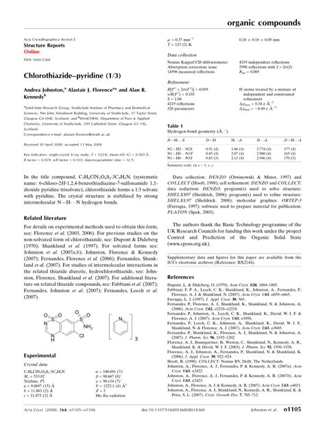 Pdf Chlorothiazide Pyridine 13