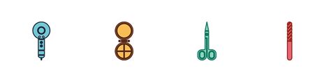 헤어 드라이어 거울 가위 및 네일 파일 아이콘메이크업 파우더를 설정합니다 벡터 0명에 대한 스톡 벡터 아트 및 기타 이미지