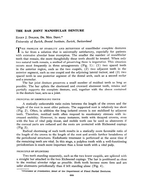 Dolder 1961 Pdf Dentures Dentistry Branches