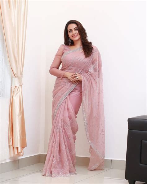 Bhavana Menon Inaugurates New Store In A Pastel Pink Tulle Saree