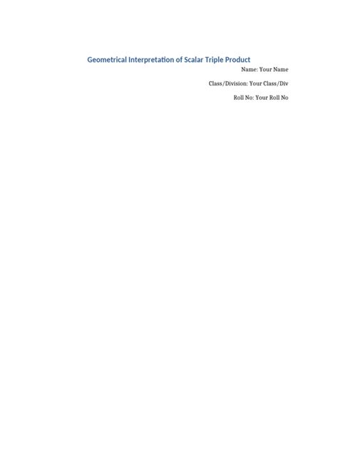 Geometrical Interpretation Of Scalar Triple Product Project Pdf