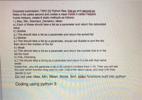 Solved Expected Submission Two 2 Python Files Fristry