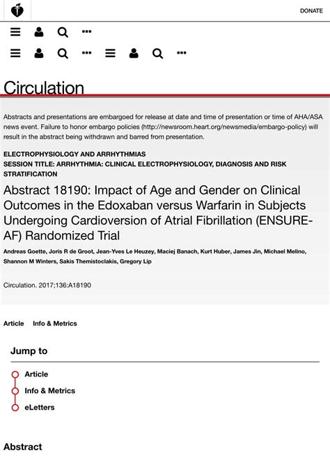 Pdf Impact Of Age And Gender On Clinical Outcomes In The Edoxaban