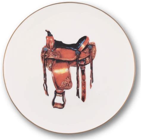 Western Saddle Pattern Bone China Salad Plate The New Rustic