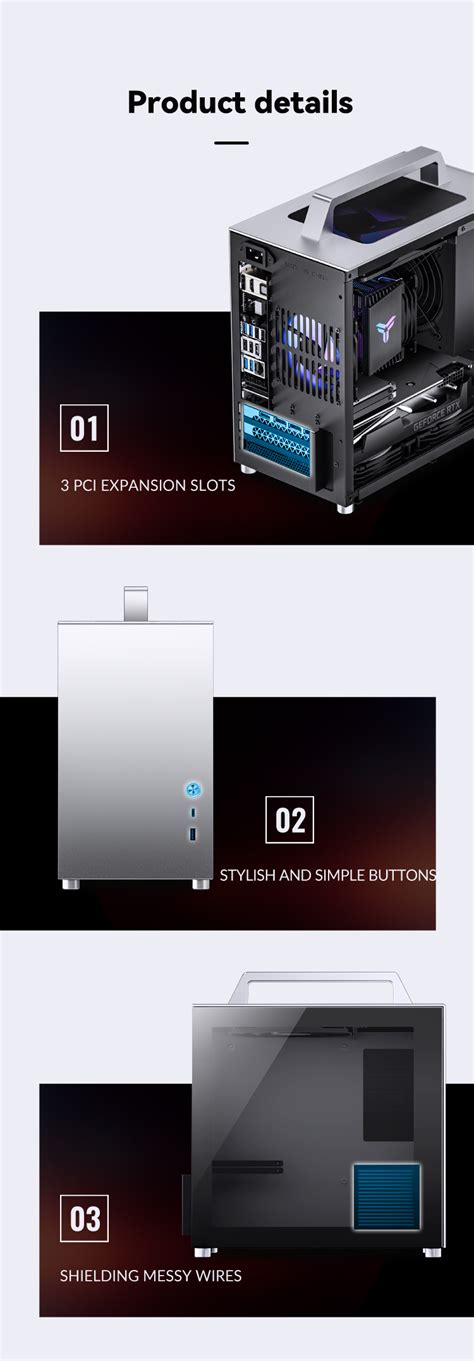 JONSBO T PLUS SILVER Mini ITX Tower Computer Case Portable Mini ITX Case Aluminum Steel