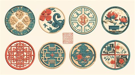 Premium Vector Chinese Ancient Coin Patterns With Round Shapes