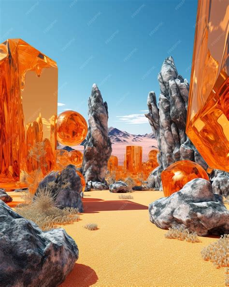 Premium Photo Conceptual Installation Made Of Crystals Glass Sculptures In The Style Of