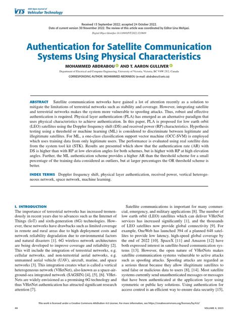Authentication For Satellite Communication Systems Using Physical