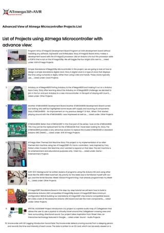 Advanced View Of Atmega Microcontroller Projects List ATMega32 AVR Pdf