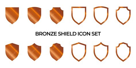 Premium Vector Shield Icon Set In Bronze Color Style Protect Shield Security Line Icons Badge