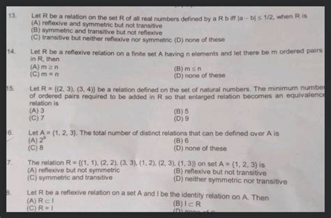 Let R Be A Reflexive Relation On A Set A Then Filo