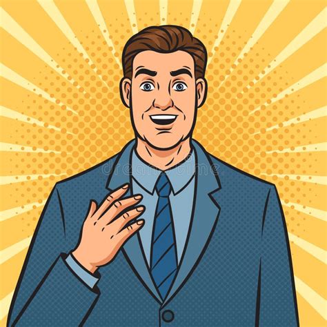 Surprised Man Pinup Pop Art Vector Illustration Stock Vector