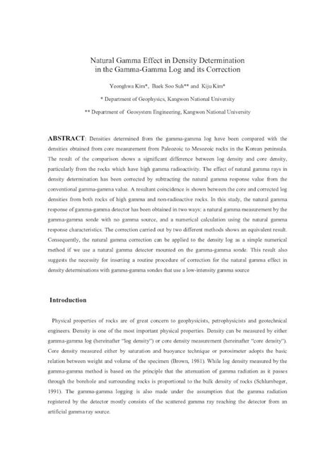 Pdf Natural Gamma Effect In Density Determination In The Gamma