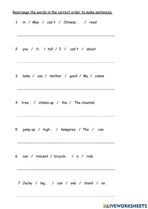 Year Chap 14 Rearrange Sentence Worksheet Live Worksheets 50 Off