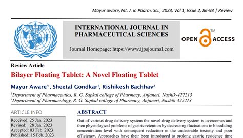 Bilayer Floating Tablet A Novel Floating Tablet