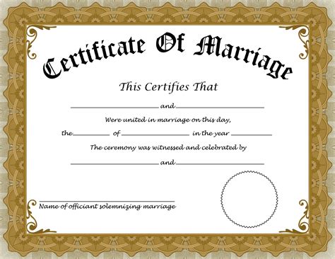 Certificate Of Marriage With An Oval Design On The Front And Center In