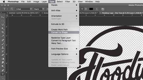 Adobe PhotoshopConvert Text To Outlines Floodway Print Company