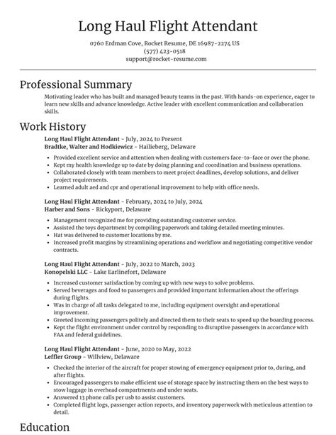 Airline Resumes Rocket Resume