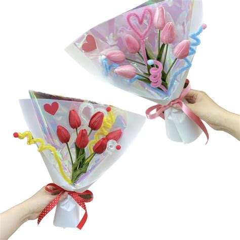조화꽃다발 튤립 실크플라워 모루꽃다발 기념일꽃다발 파티꽃다발 유니크 에이블리
