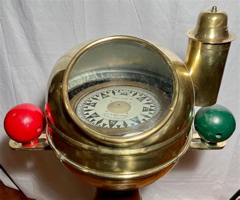 Copper And Brass Ships Binnacle With Compass And Lantern Circa 1940s