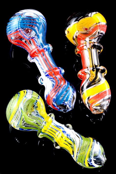 Colorful Striped Glass Pipe P1843 Wholesale Cheap Spoon Pipes