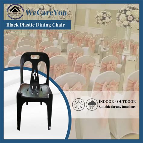 Wecareyou20 Round Black Plastic Chair Kerusi Makan Kerusi Sandar Kerusi