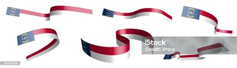 휴일 리본 세트 바람에 흔들리는 노스 캐롤라이나 주 미국 국가의 국기 아래층과 상층으로 분리합니다 디자인 요소입니다 흰색 배경의 벡터 0명에 대한 스톡 벡터 아트 및 기타