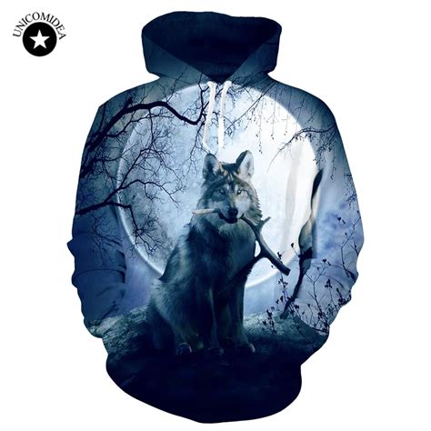 Plus Size Wolf Hoodies Casual 3d Printed Animal Mens Hoody Sweatshirts