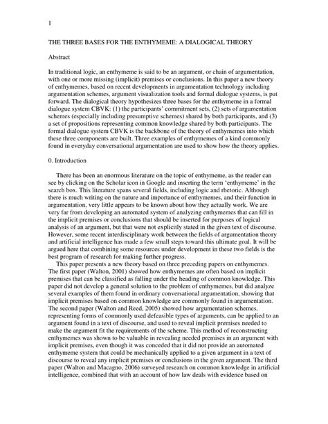 Pdf The Three Bases For The Enthymeme A Dialogical Theory