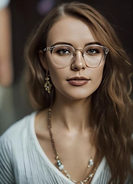 Portrait Of A White Woman Wearing Glasses Premium Ai Generated Image