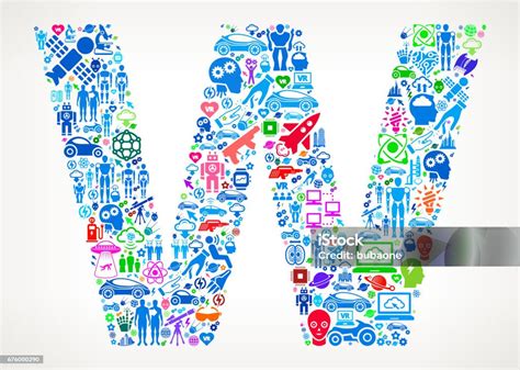 Lettre W Technologie Futuriste Et Futurs Vector Icon Background