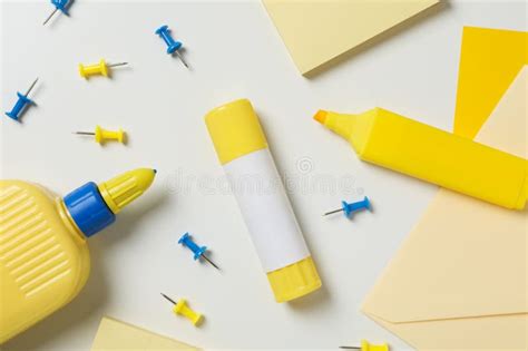 Concept Of Different Office Stationery With Glue Stock Photo Image Of Supply Office