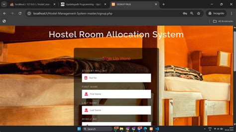 hostel management system in php with mysql free project