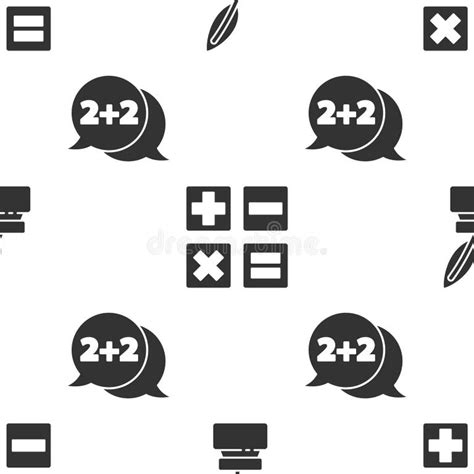 Set Feather And Inkwell Calculator And Equation Solution On Seamless Pattern Vector Stock