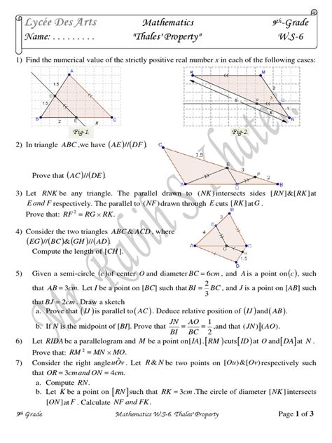 W S 6 Thales Theorem Triangle Triangle Geometry