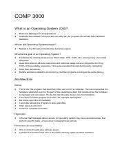 COMP 3000 Pre Midterm Notes Pdf COMP 3000 What Is An Operating System OS Resource Manager