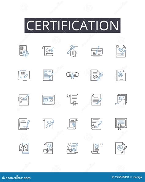 Certification Line Icons Collection Approval Accreditation