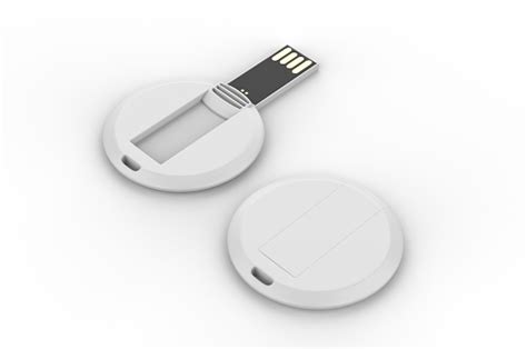 판촉 브랜딩을 위한 라운드 카드 펜 드라이브 라운드 카드 모양 Usb 플래시 드라이브 3d 렌더링 그림입니다 0명에 대한 스톡