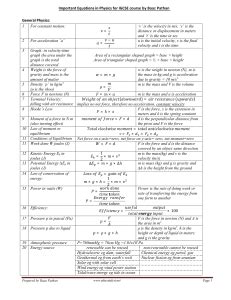 Igcse Physics Formula