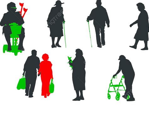 Ancianos Caminar Silueta Adulto Vector PNG Caminar Silueta Adulto PNG Y Vector Para
