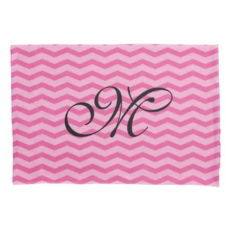 Pink Chevron Zigzag Pattern Monogrammed Pillowcase Zazzle