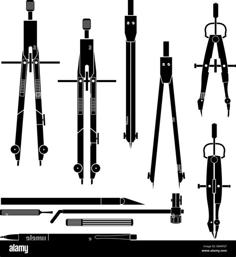 Drafting And Engineering Compasses And Dividers Stock Vector Image