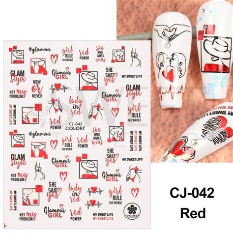 Autocollants 3D pour ongles dessin animé cœur noir amour saint