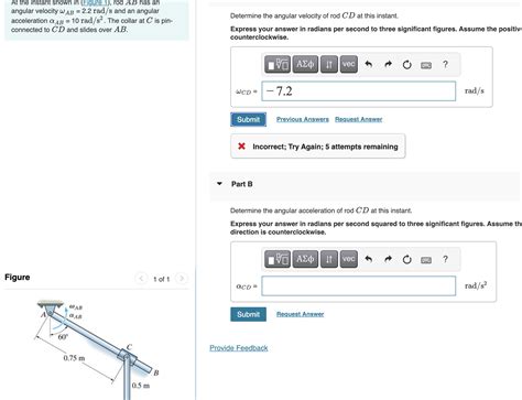 Solved At ﻿the Instant Shown In Figure 1 ﻿rod Ab ﻿has
