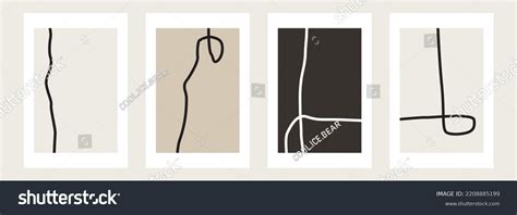Beige Line Art Print Abstract Scribble Stock Vector Royalty Free